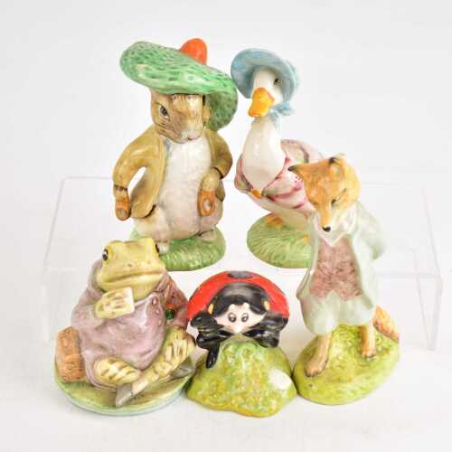 - ROYAL ALBERT; five ceramic Beatrix Potter character figures, circa ...